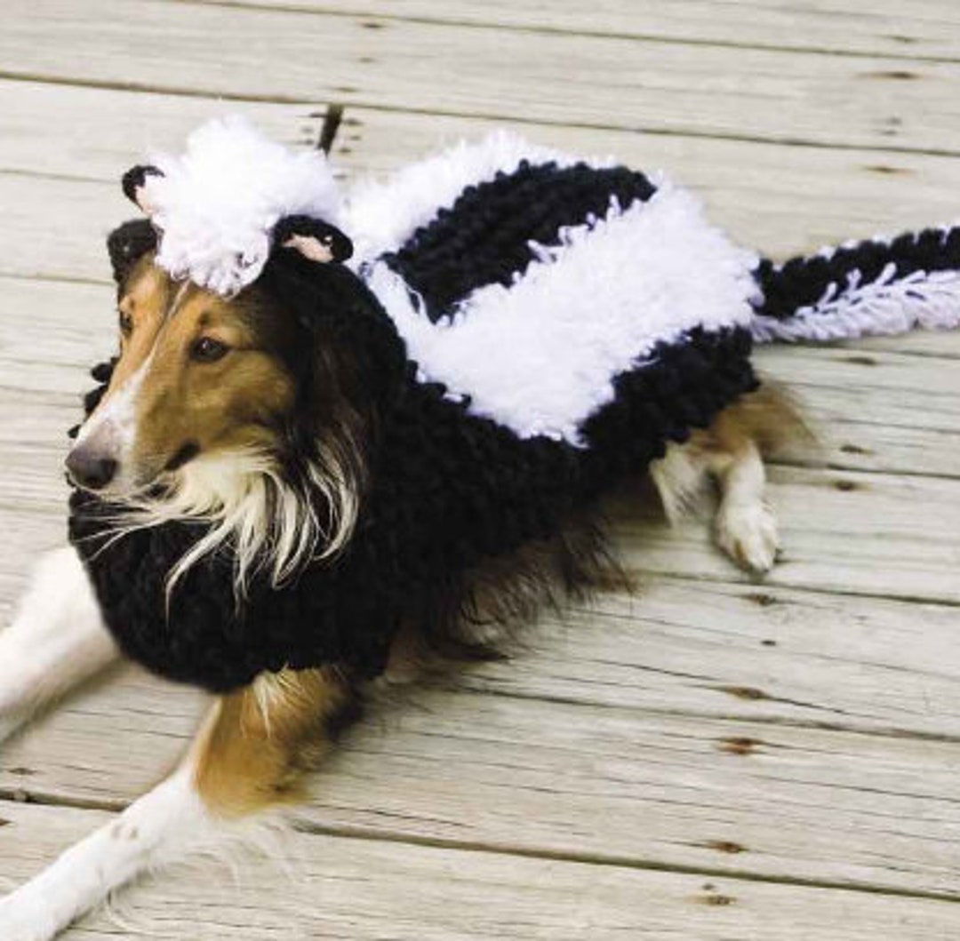 Vintage Crochet Pattern: Skunk Dog / Pet Halloween Costume Coat Jacket ...