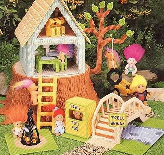 Vintage Plastic Canvas Pattern Troll Doll House Play Set Etsy
