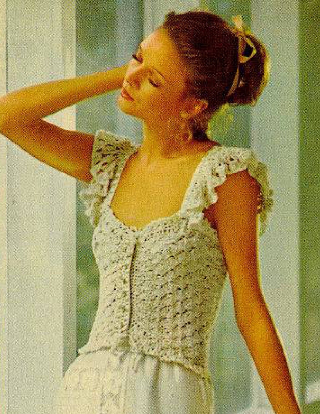 Vintage Crochet Pattern: Ribbon Laced Shell Pattern Camisole With ...