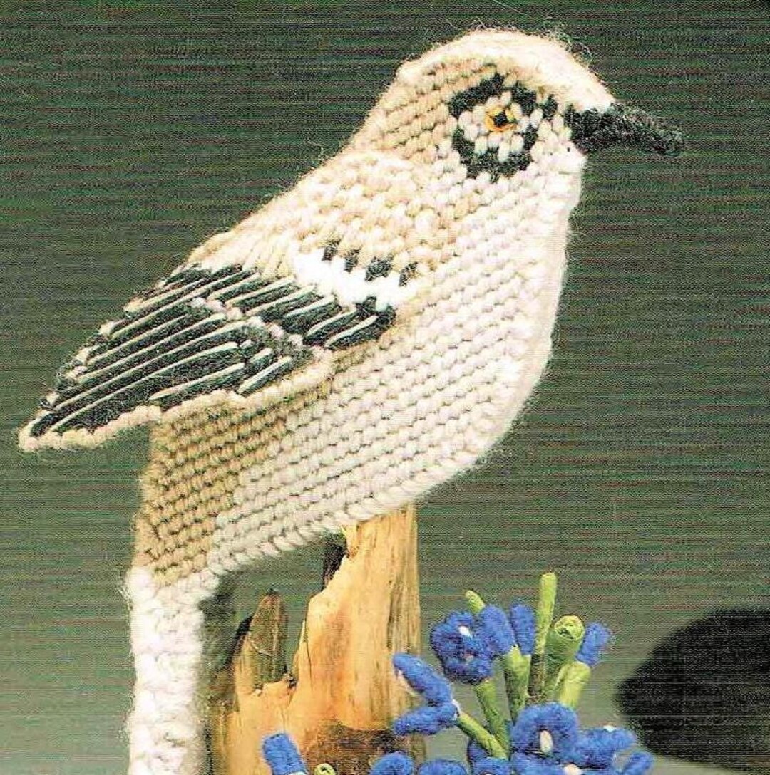 Vintage Plastic Canvas Pattern: Mockingbird Statue With Chick and ...