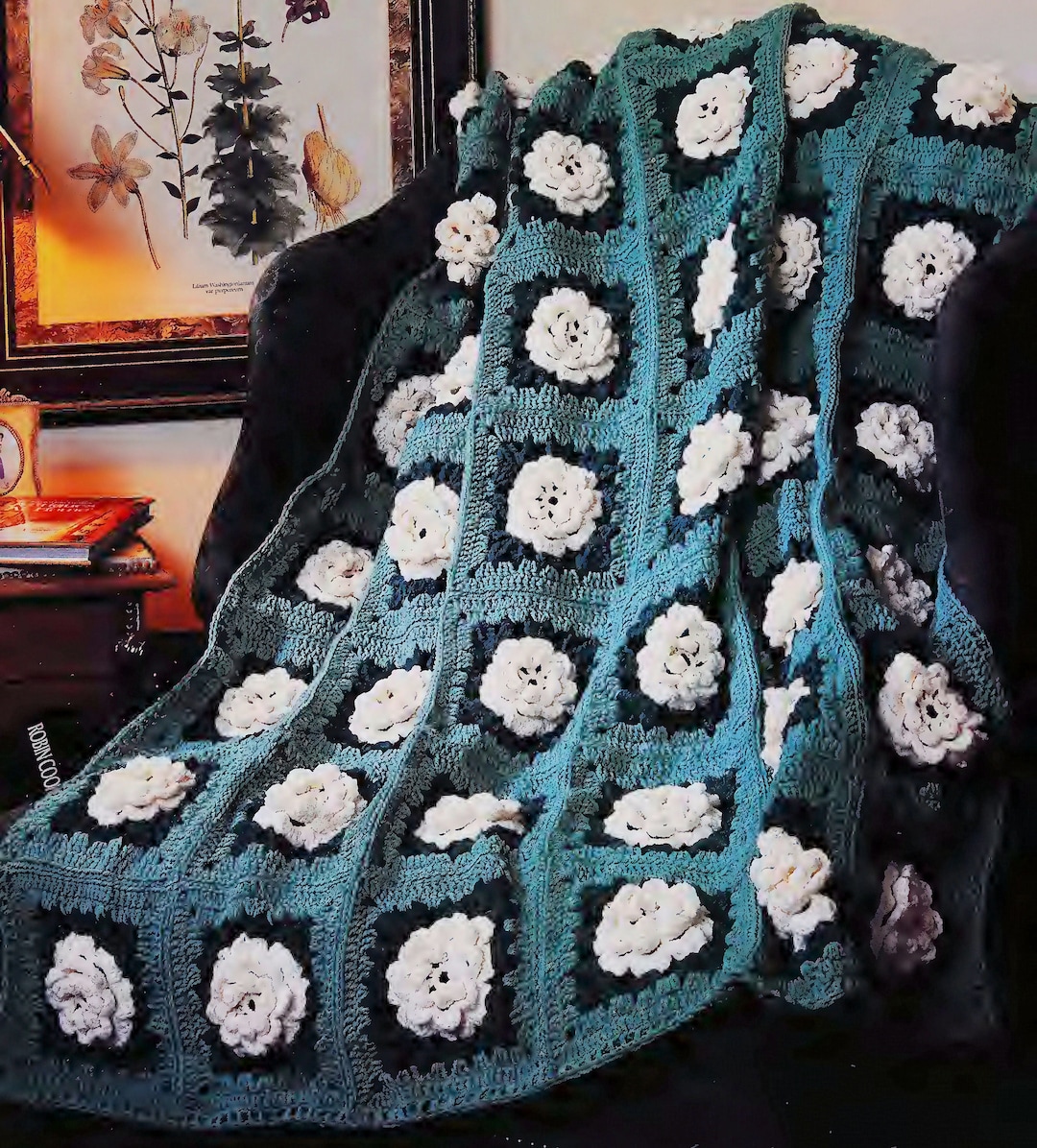Vintage Crochet Pattern: 3D Garden of Gardenias Floral Afghan - Etsy