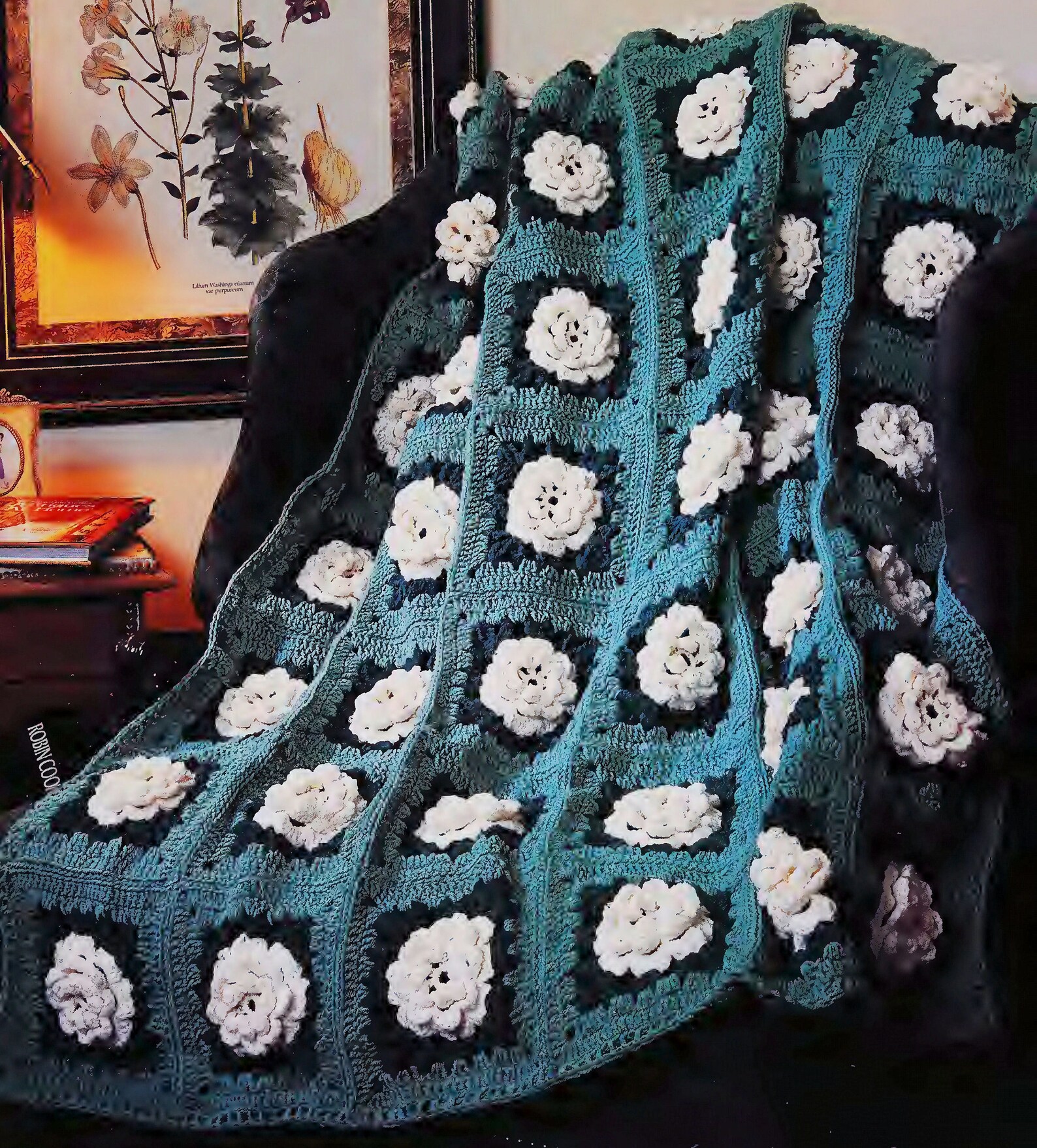 Vintage Crochet Pattern: 3D Garden of Gardenias Floral Afghan - Etsy