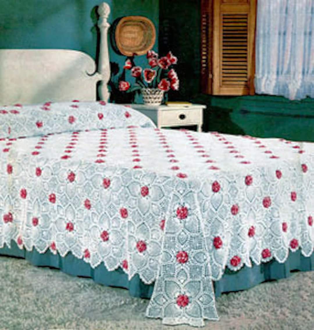 Vintage Crochet Pattern : Heirloom Victorian Pineapple Rose Bedspread ...