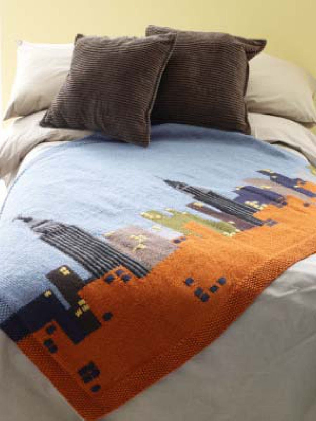 Vintage Knitting Pattern: NYC Skyline Throw Afghan - Etsy