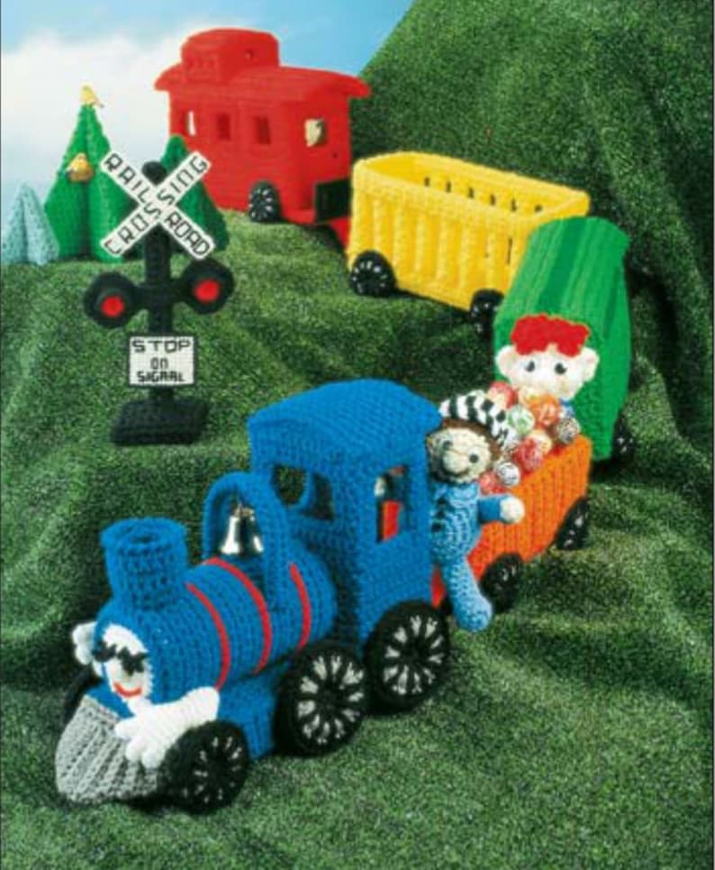 Vintage Crochet Pattern: Toy Train Rail Cars Engineer Doll - Etsy
