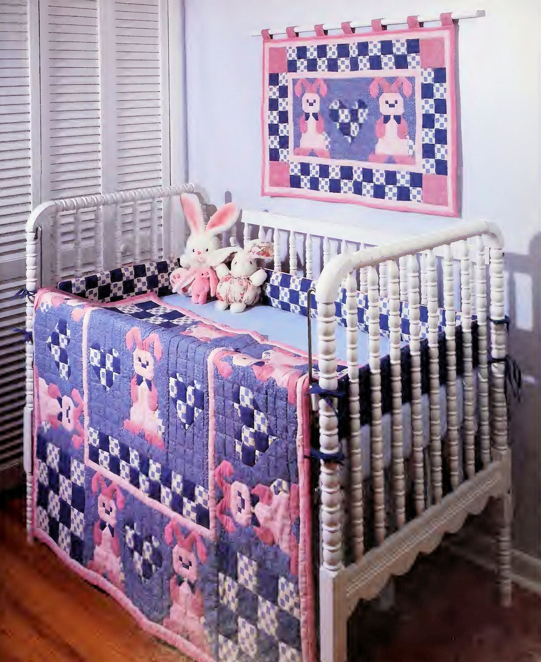 Vintage Quilting Pattern: Baby Bunny Crib Quilt, Bumper Pads, and ...