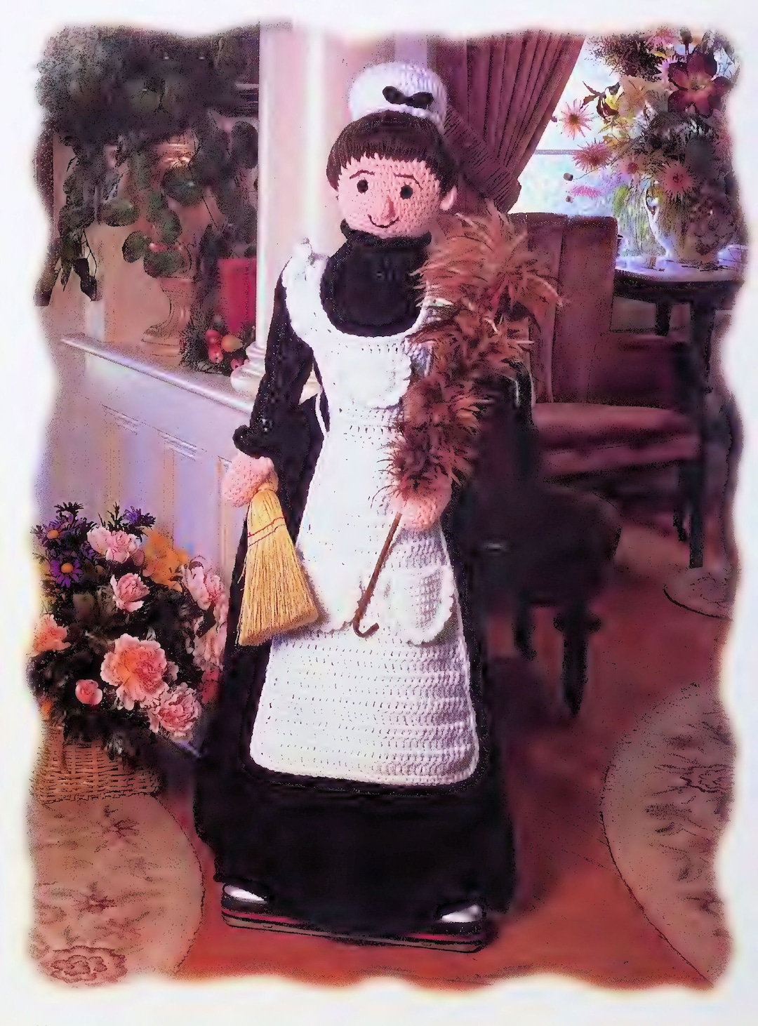 Vintage Crochet Pattern: Novelty Maid Vacuum Cleaner Cover 50" Tall ...