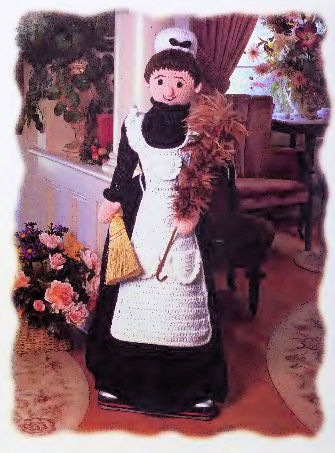 Vintage Crochet Pattern: Novelty Maid Vacuum Cleaner Cover 50" Tall ...