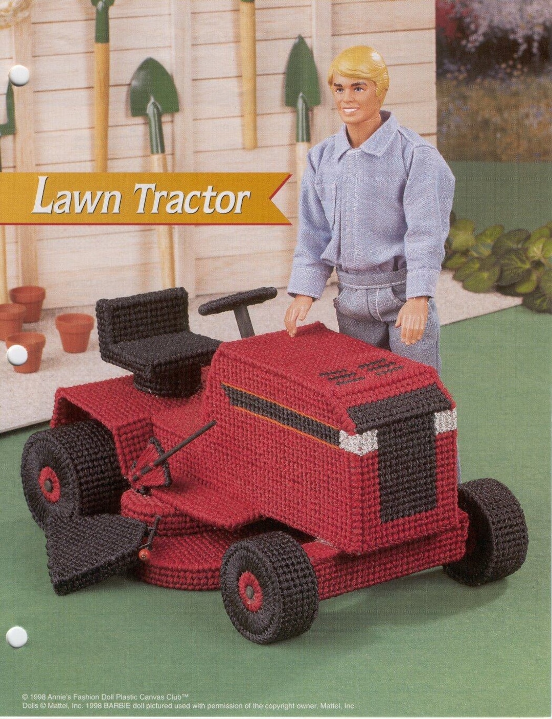 Vintage Plastic Canvas Pattern: Ken's Riding Lawnmower (lawn Mower ...