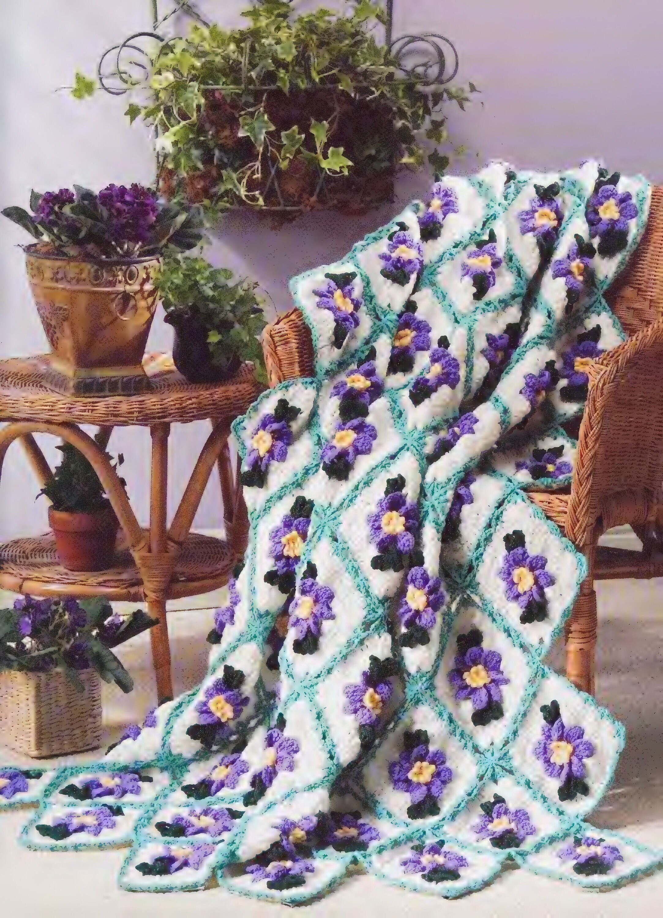 Vintage Crochet Pattern: Field of Violets Afghan - Etsy