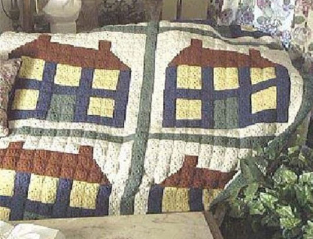 Vintage Crochet Pattern: Primitive Americana Country Cottage Quilt ...