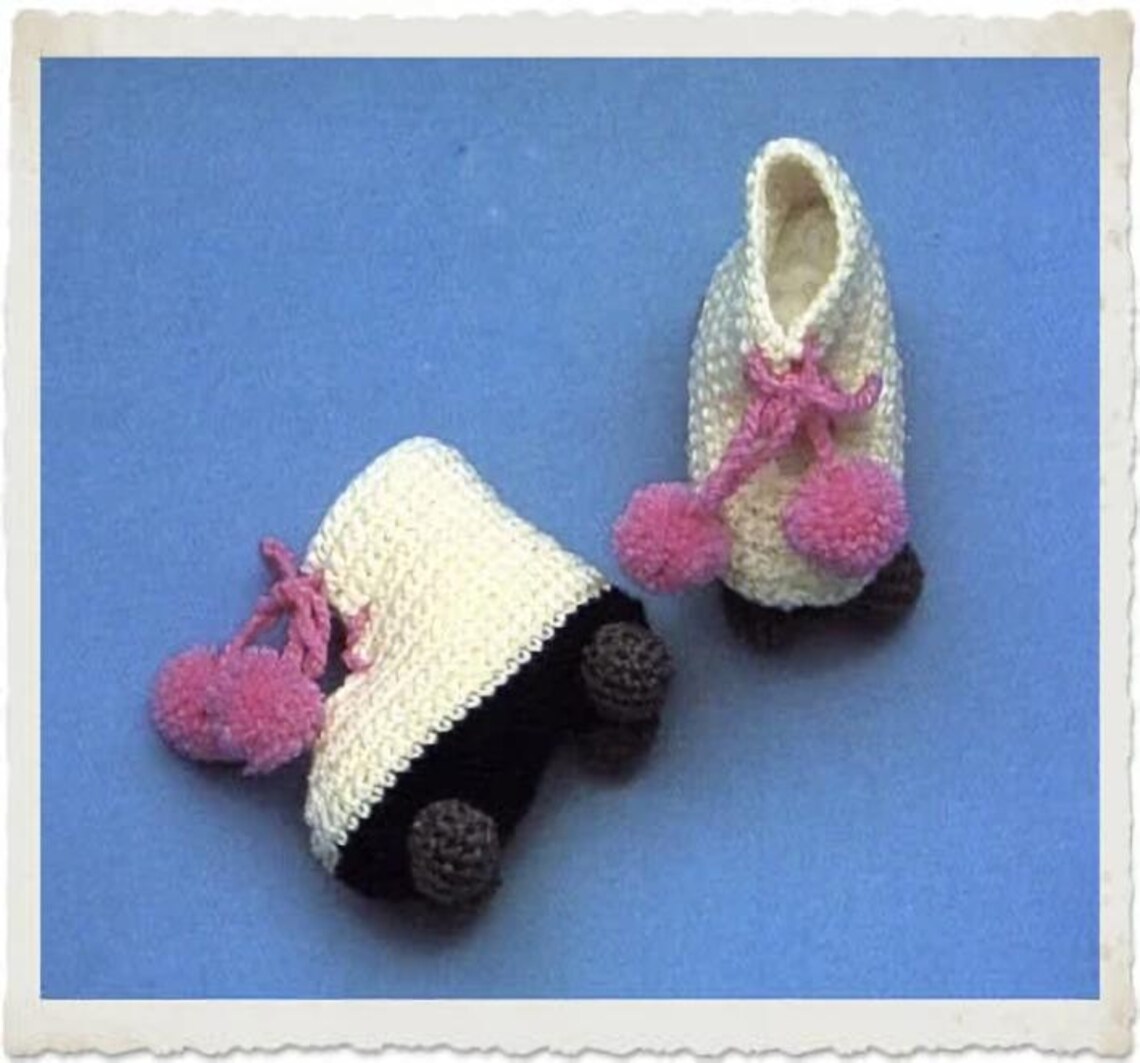 Vintage Crochet Pattern : Roller Skate Baby Booties - Etsy