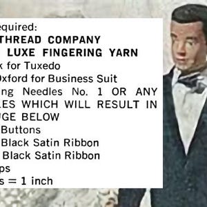 Vintage Knitting Pattern: the Groom Fashion Doll Suit / Tuxedo for Ken ...