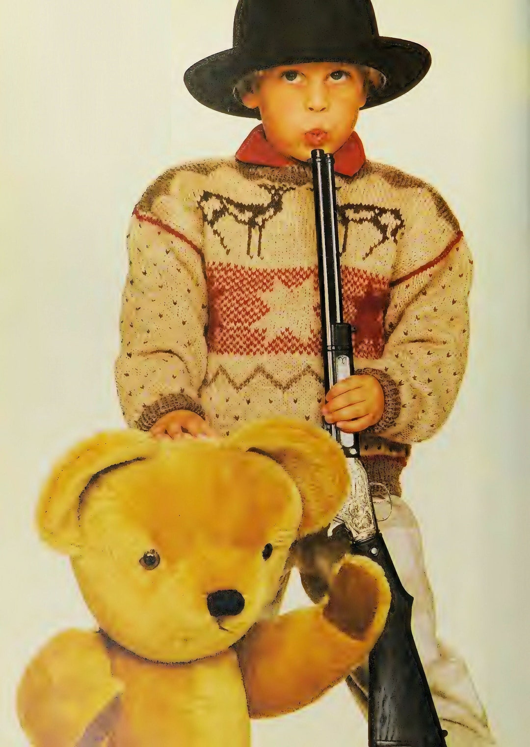 Vintage Knitting Pattern: Child's Winter Deer Hunting Sweater ( Chest ...