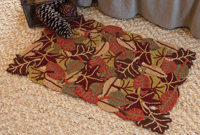 Vintage Knitting Pattern : Autumn Leaves Rugs (stash Buster, Scrap Yarn ...