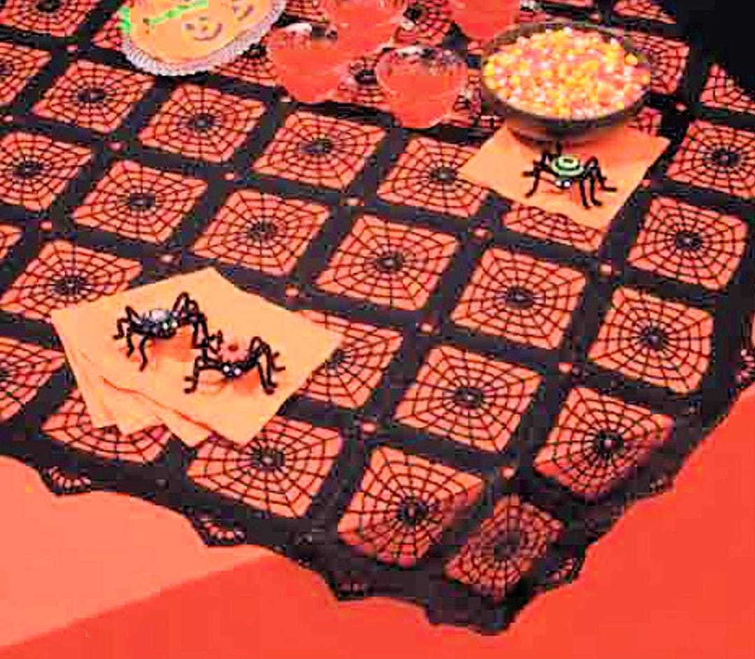 Vintage Crochet Pattern : Spider Web Decorative Table Topper / Runner ...