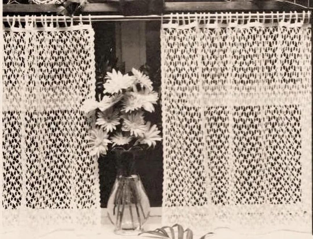 Vintage Crochet Pattern : Cafe Curtains (each Panel 24" X 18") - Etsy