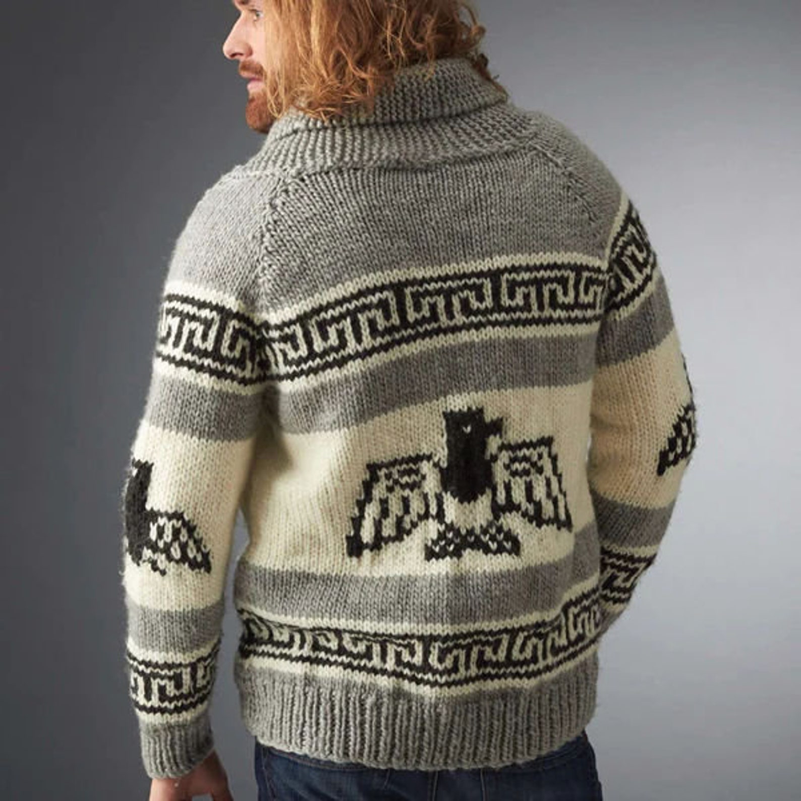 Vintage Knitting Pattern: Cowichan Thunderbird / Eagle Jacket / Sweater ...