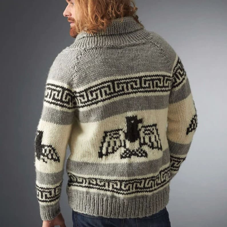 Vintage Knitting Pattern: Cowichan Thunderbird / Eagle Jacket / Sweater ...
