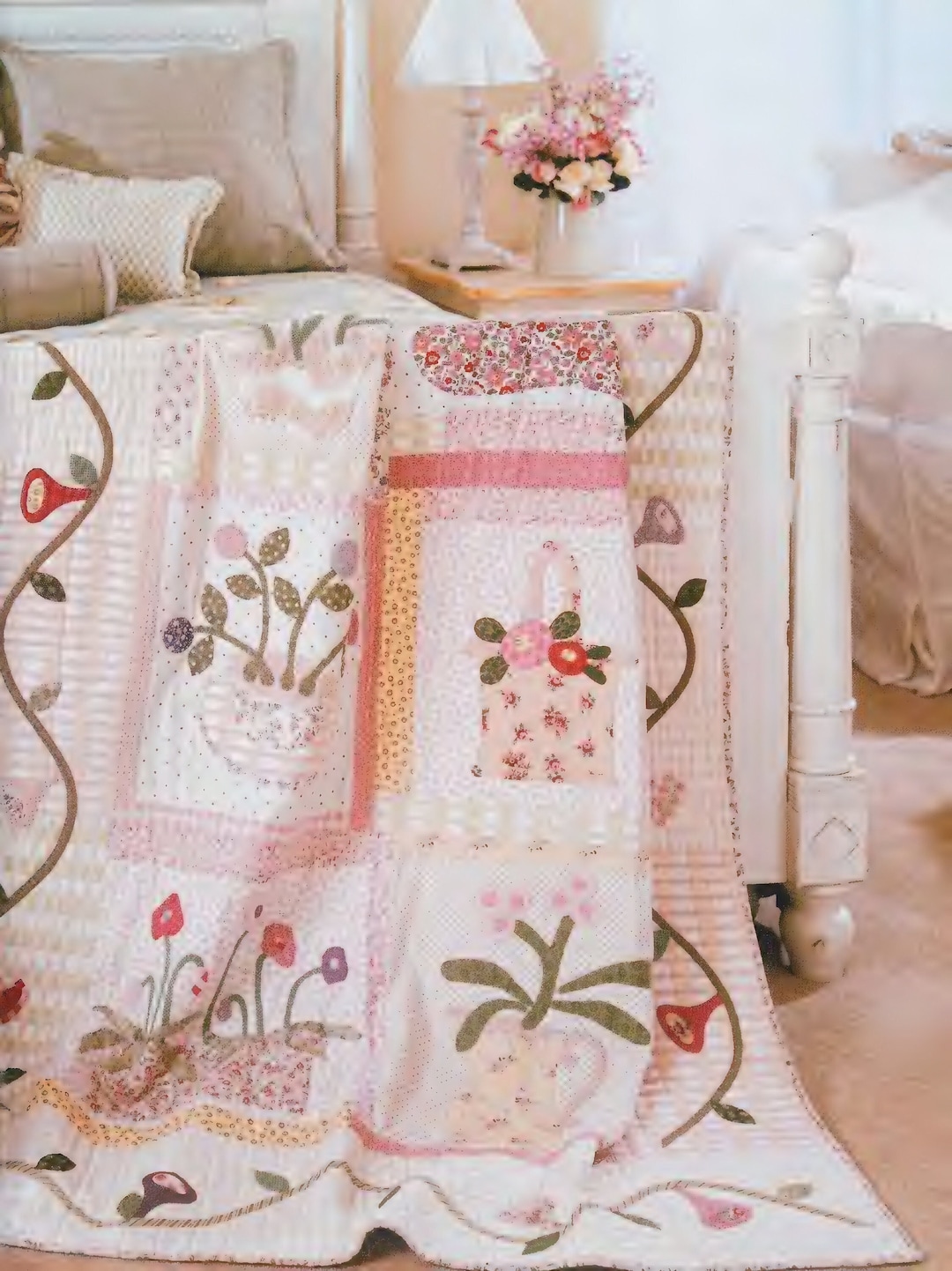 Vintage Quilting Pattern: Heirloom Shabby Chic Floral Garden Spring ...