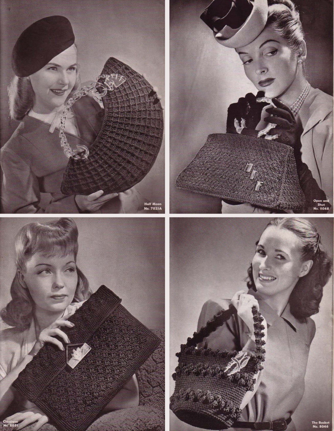 Vintage Crochet Pattern Book: Quaker Smart Bags, Handbag Patterns From ...