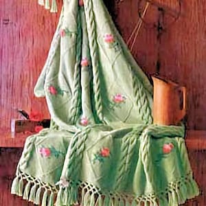 Vintage Knitting & Embroidery Pattern: Heirloom Rosebud Afghan - Etsy