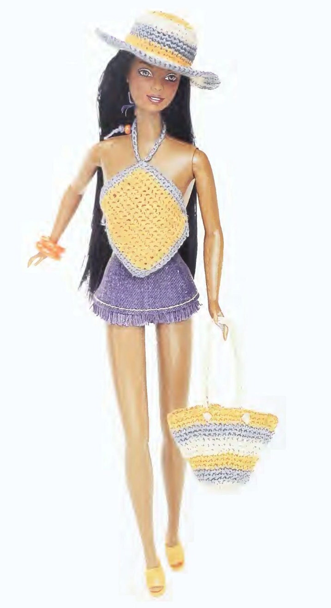 Vintage Crochet Pattern: Barbie Halter, Sun Hat, and Beach Bag ( - Etsy