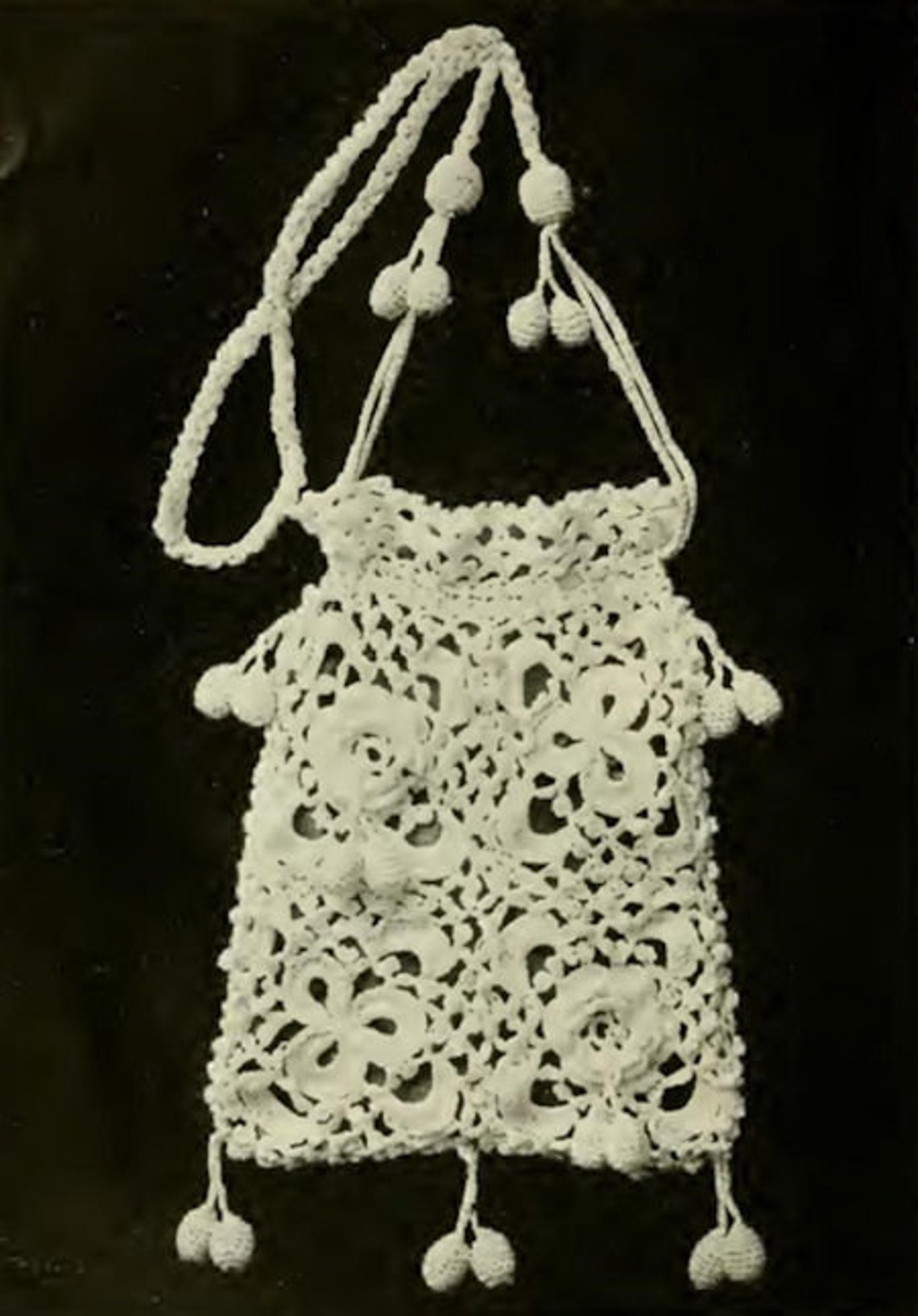 Vintage Irish Crochet Pattern : Shamrock & Rose Bag 1912 - Etsy