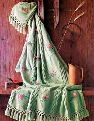 Vintage Knitting & Embroidery Pattern: Heirloom Rosebud Afghan - Etsy