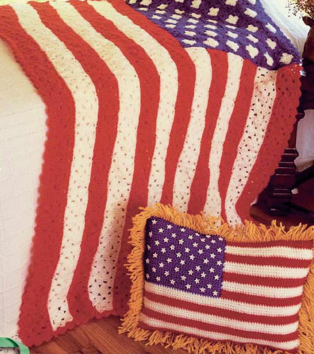 Vintage Crochet Pattern: Patriotic Independence Day American Flag Stars ...