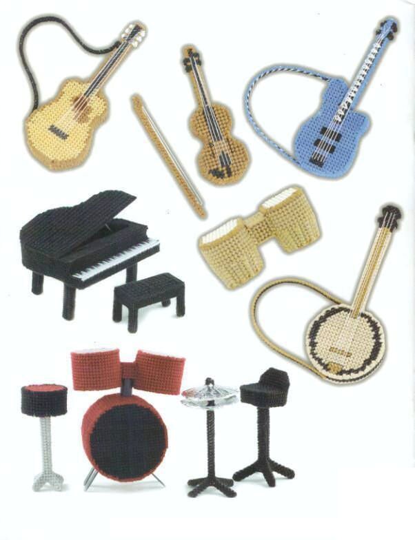 Vintage Plastic Canvas Pattern: Barbie Band, Musical Instruments ...