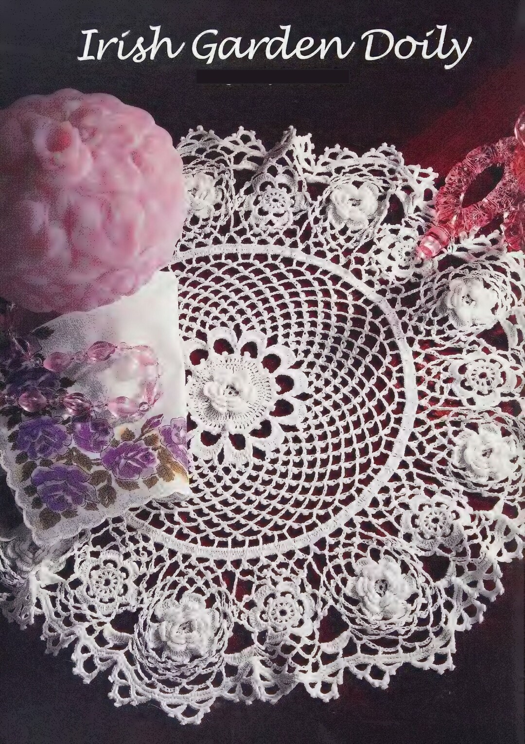 Vintage Crochet Pattern: Heirloom Victorian Irish Garden Doily, Roses ...