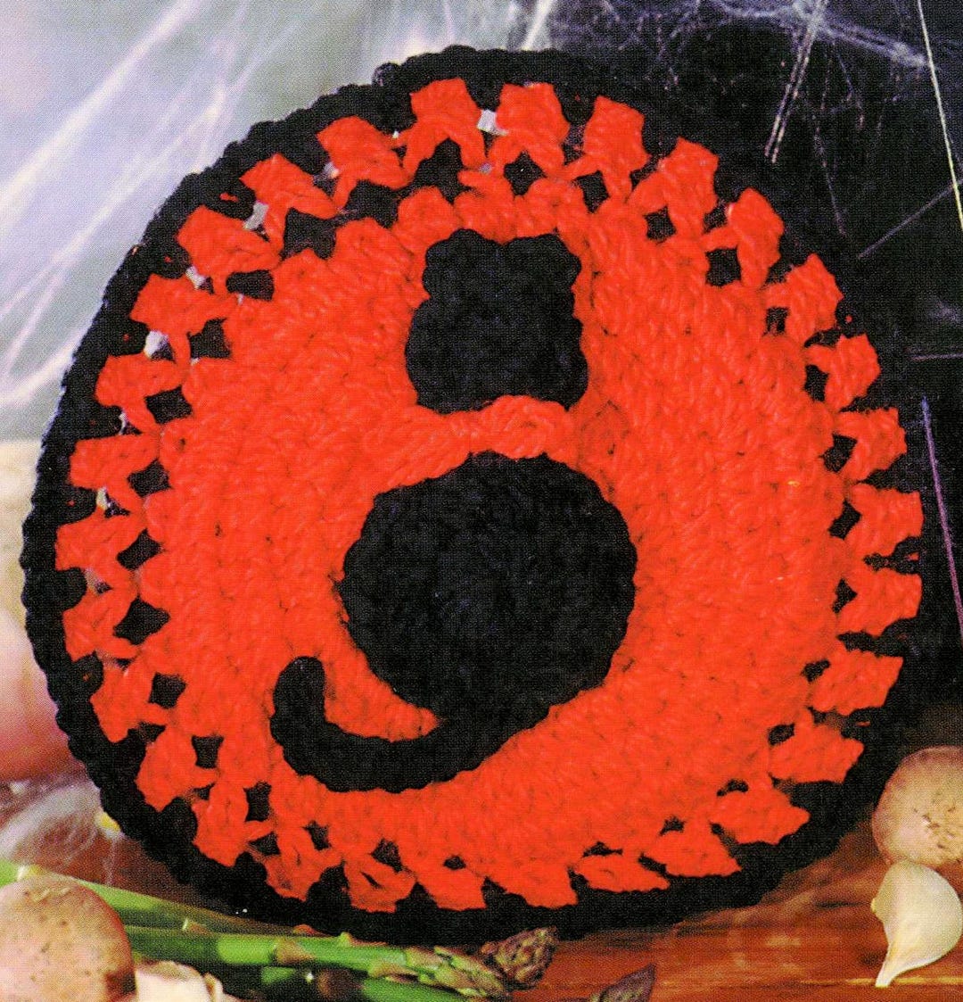 Vintage Crochet Pattern : Black Cat Hot Pad / Pot Holder Potholder 8.25 ...
