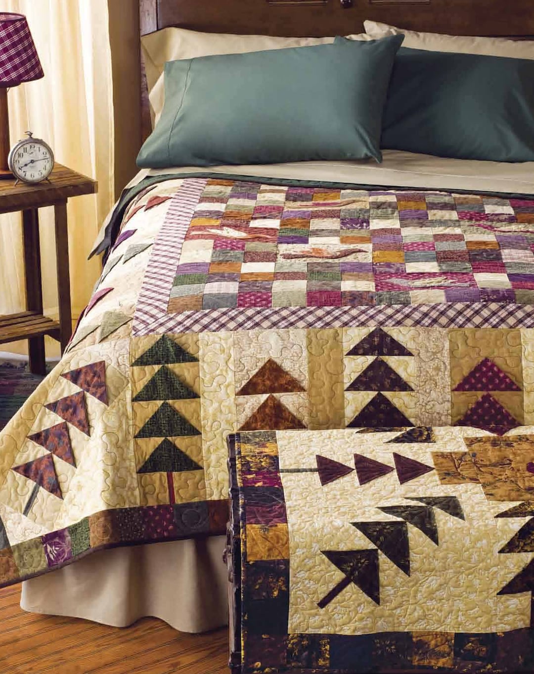 Vintage Quilting Pattern : Primitive Rustic Forest Applique Patchwork ...