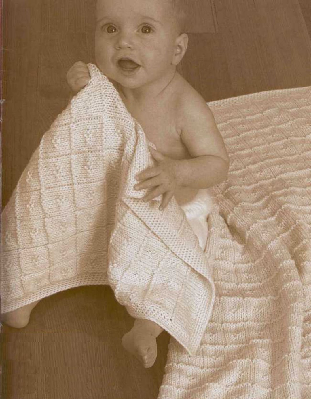 Vintage Knitting and Crochet Pattern: Heirloom Raised Blocks Baby Pram ...