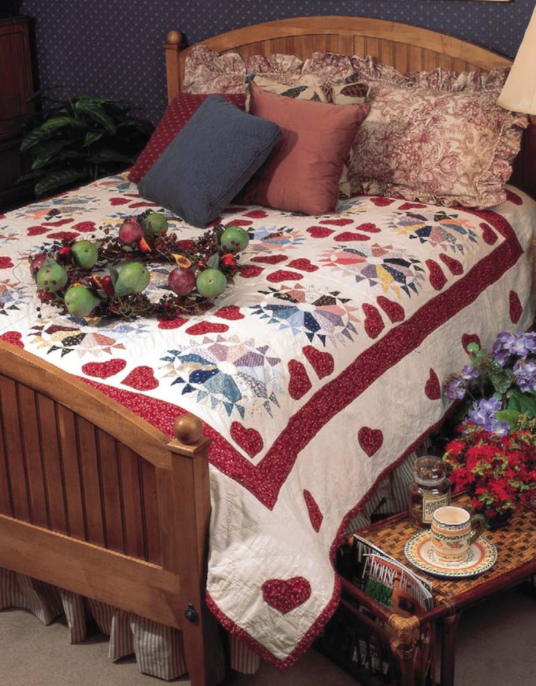 Vintage Quilting Pattern: Dresden Star and Hearts Patchwork and ...