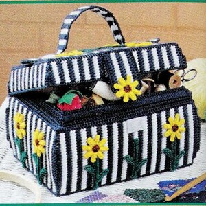 Vintage Plastic Canvas Pattern: Black Eyed Susan Craft Basket - Etsy