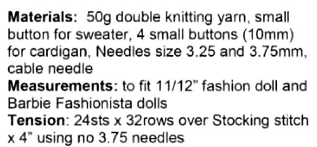 Vintage Knitting Pattern: Barbie Aran Sweater and Hat, Pullover and ...