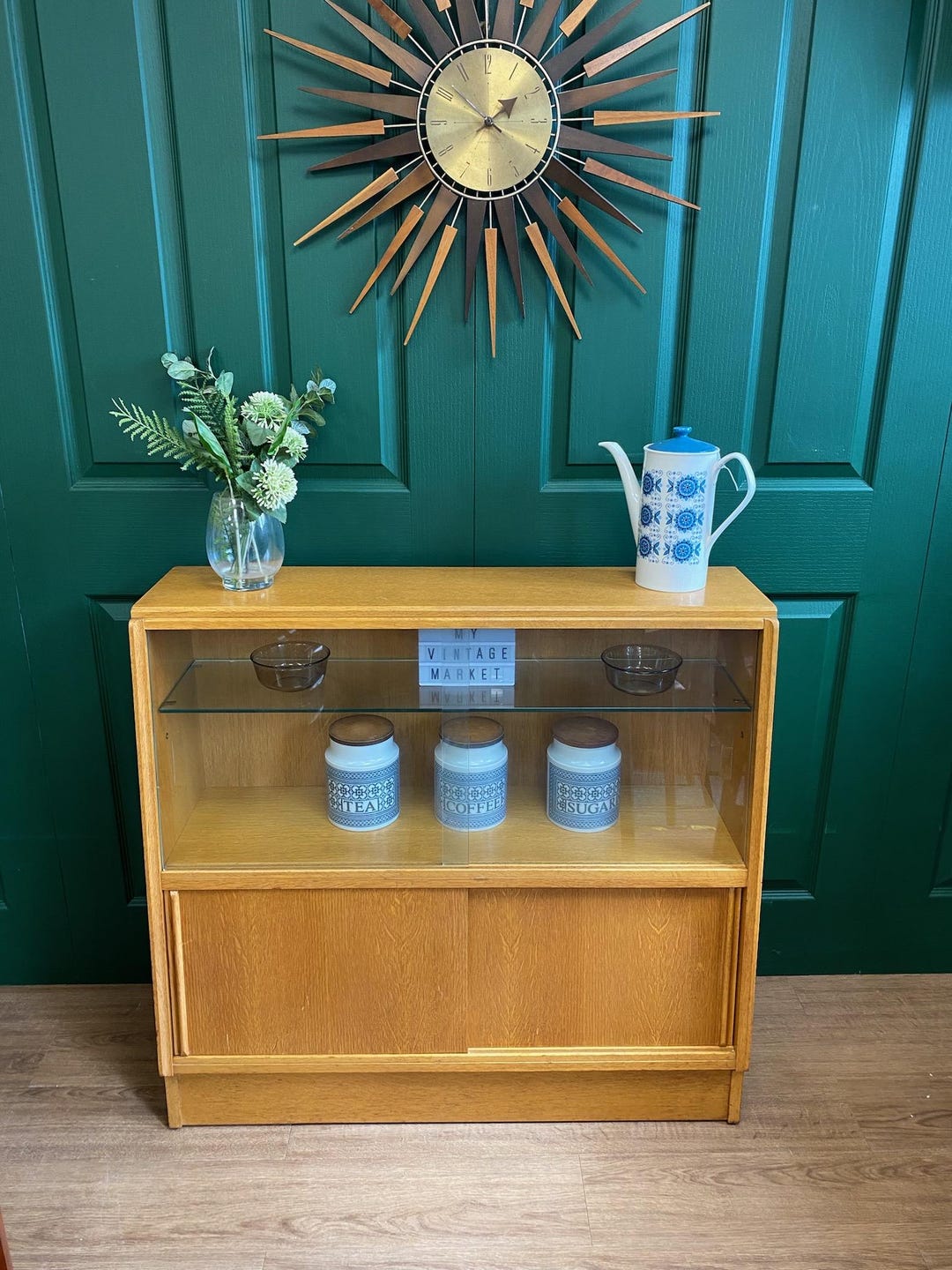 Mid Century G Plan E Gomme Brandon Glazed Cabinet Sliding Doors Oak ...