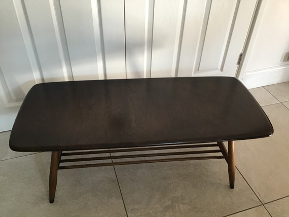 Vintage 1960s Ercol coffee table. Two tier. Dark finish. Beech elm. Mid ...