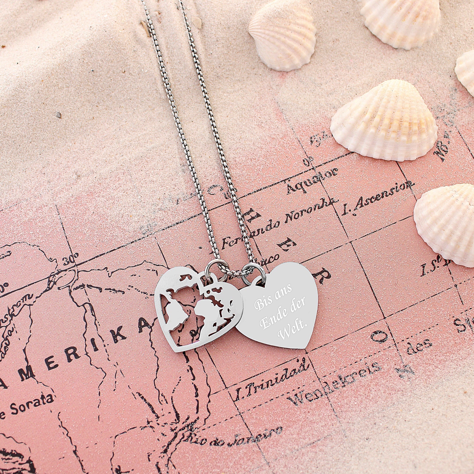 World Map Heart Necklace With Engraving Globe Necklace World - Etsy