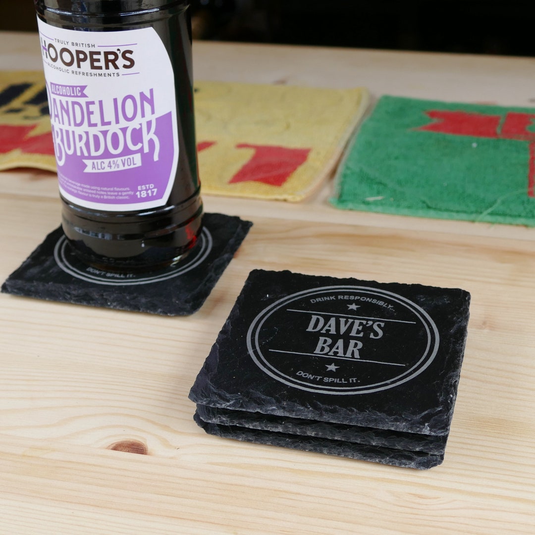 Personalised Bar Coasters | Home Bar Gifts | Set of 4 Bar Coasters ...