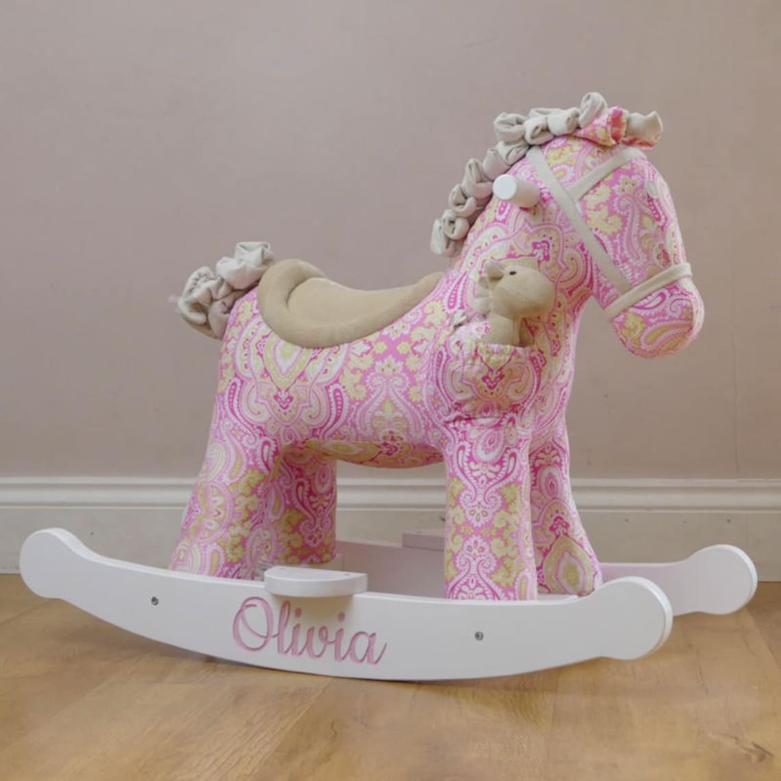 Pink Children's Rocking Horse Personalised 1st - Etsy