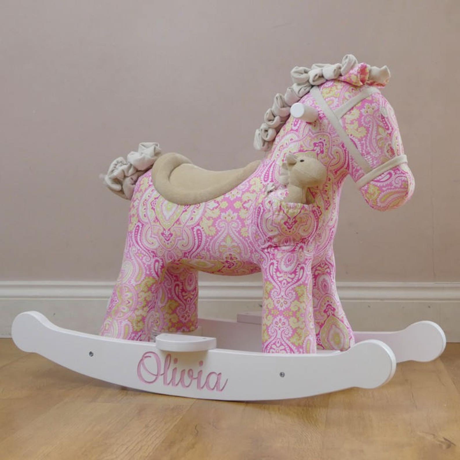 Pink Children's Rocking Horse Personalised 1st - Etsy