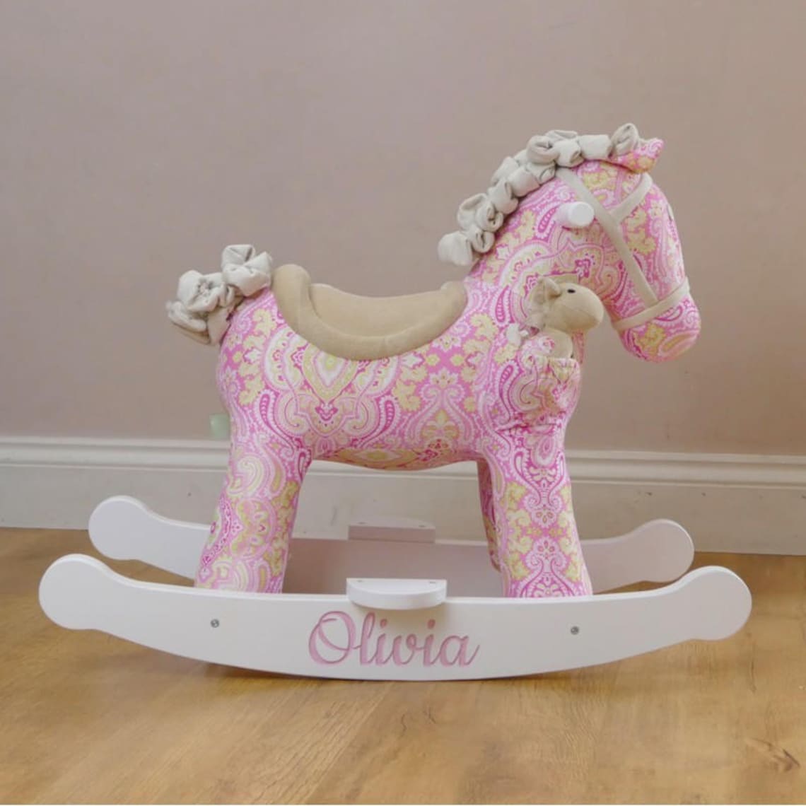 Pink Children's Rocking Horse Personalised 1st - Etsy