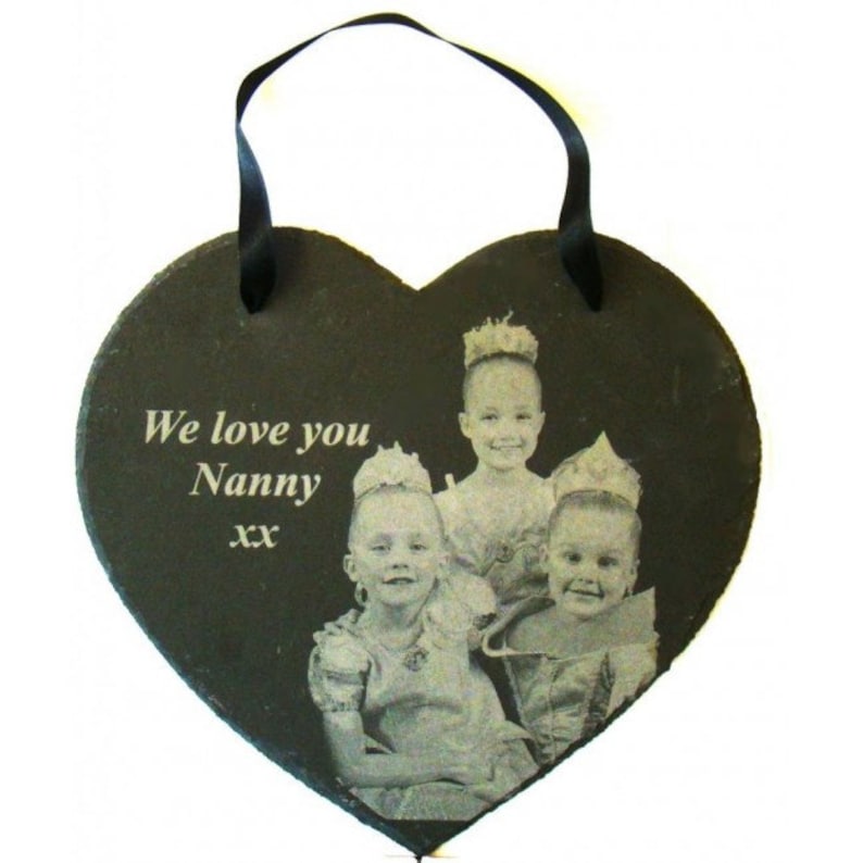 Photo Engraved Hanging Slate Heart | Etsy