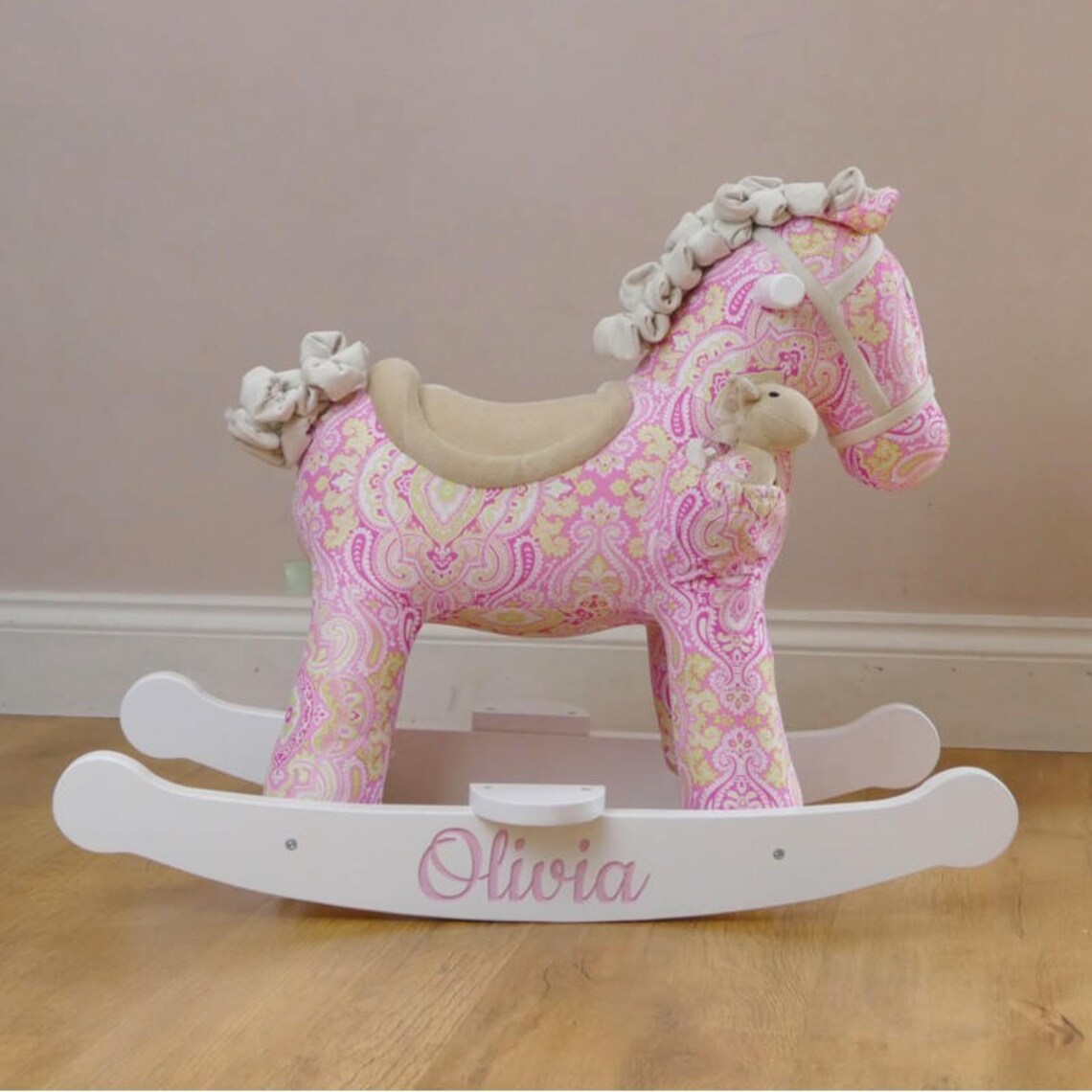 Pink Children's Rocking Horse Personalised 1st - Etsy