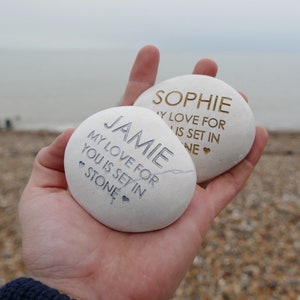 Personalised Love Set in Stone Pebble | Romantic Gifts | Love Stones - Etsy