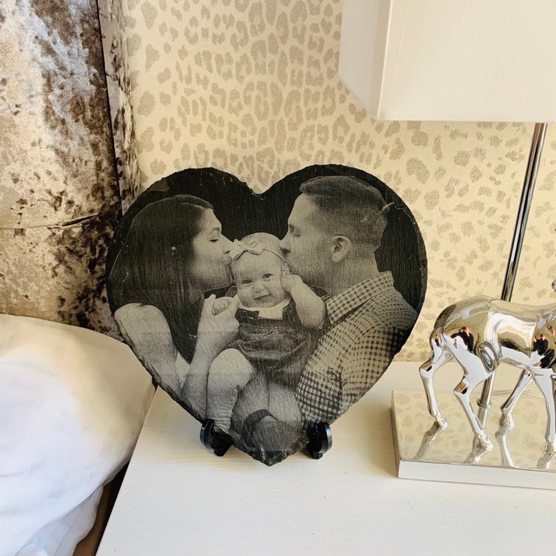Photo Slate Heart | Personalised Photo Engraved Slate | Unusual ...