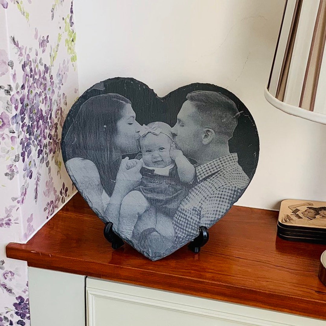 Photo Slate Heart | Personalised Photo Engraved Slate | Unusual ...